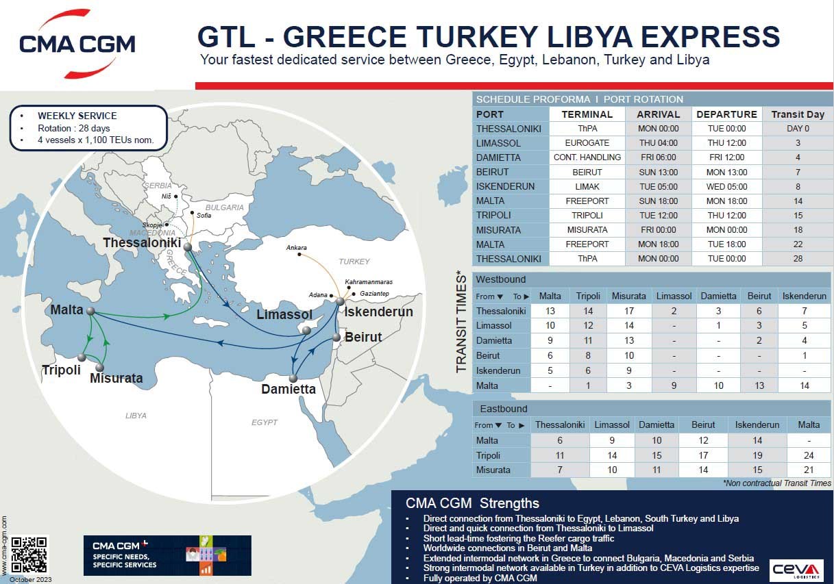 CMA CGM to Reshuffle Services Linking East Med Countries - Logistics ...