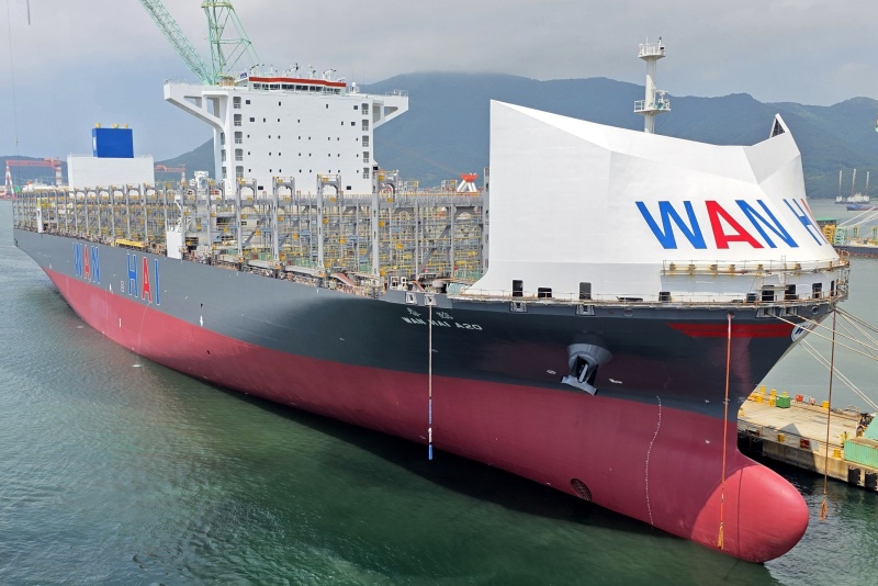 Wan Hai Lines Names Final 13,100 TEU Vessel “WAN HAI A20” at Geoje Shipyard