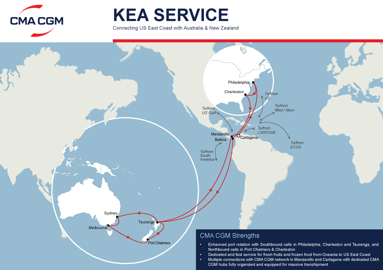 CMA CGM Launches KEA Service for Direct US East Coast–Oceania Connectivity