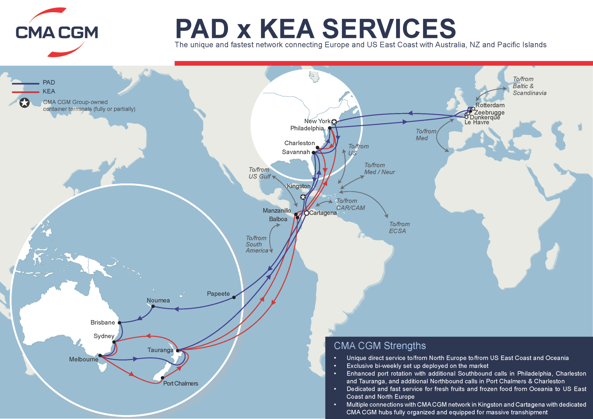 CMA CGM Launches KEA Service for Direct US East Coast–Oceania Connectivity